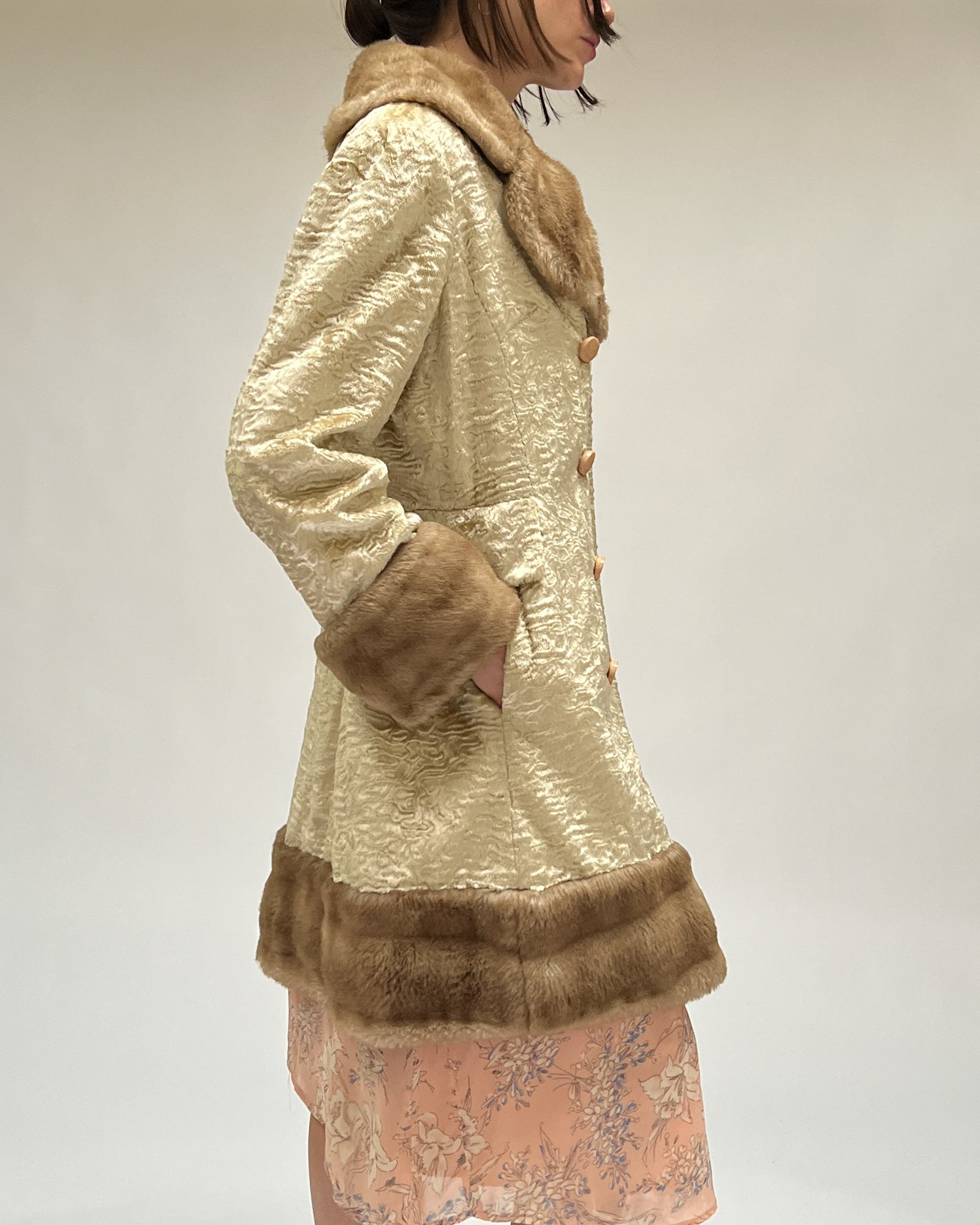 Vintage Crushed Velvet Faux Fur Coat | Garmentory