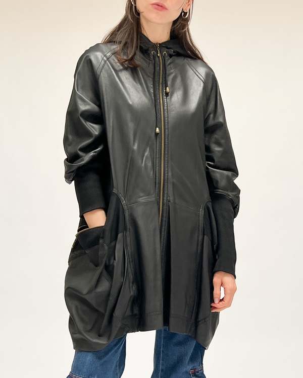 Vintage Kenzo Asymmetric Leather Coat | Garmentory