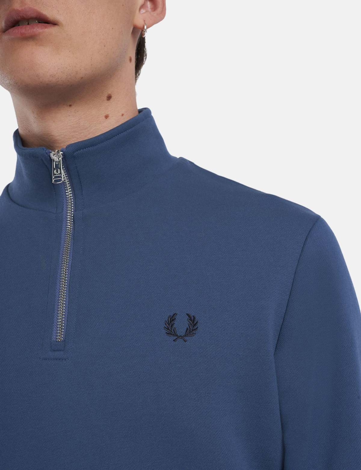 Fred Perry Half Zip Sweatshirt - Midnight Blue | Garmentory