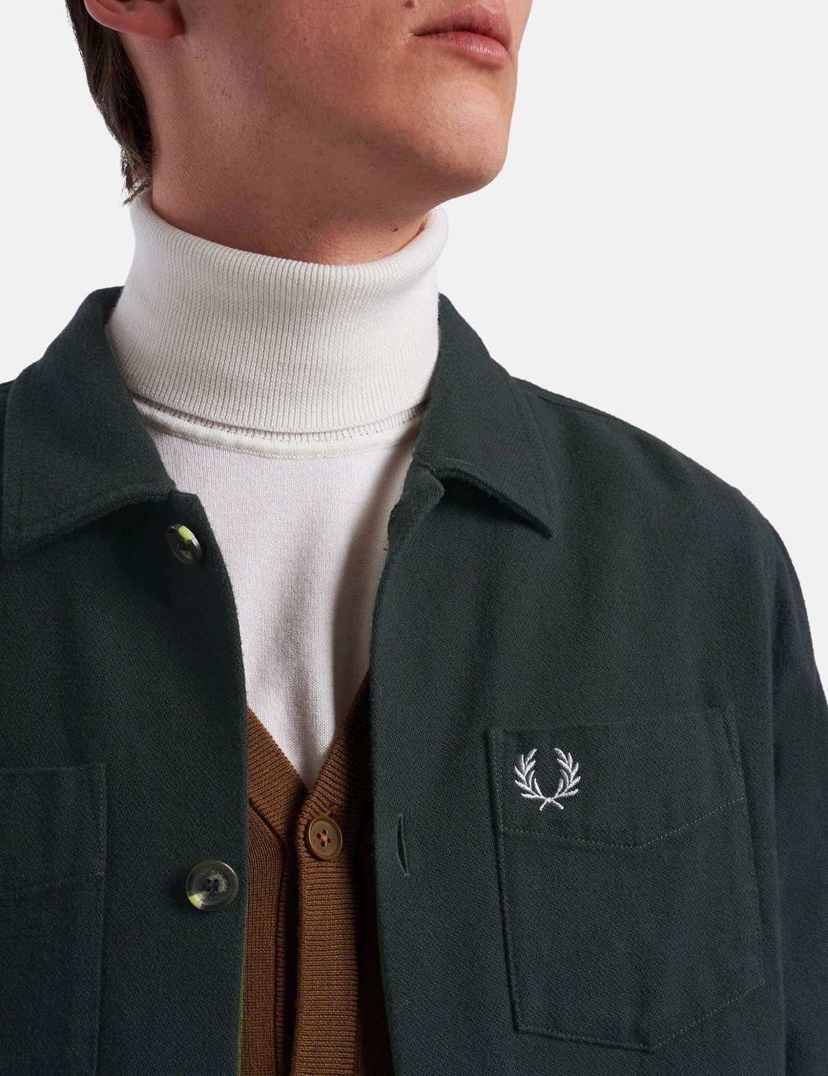 Fred Perry Wool Blend Overshirt - Night Green | Garmentory