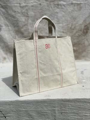 Parekh Bugbee Heavy Duty Canvas Tote - Natural/Red | Garmentory