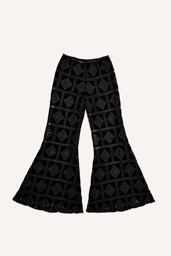 Anna Sui Patchwork Velvet Diamonds Pants - Black | Garmentory