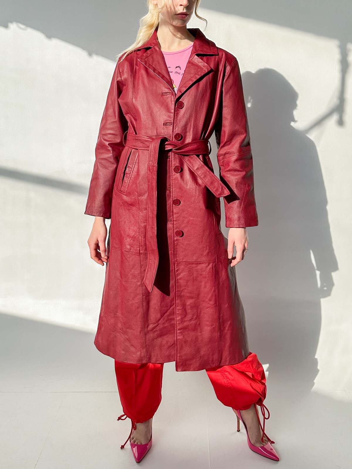 Leather Trench - Red | Garmentory