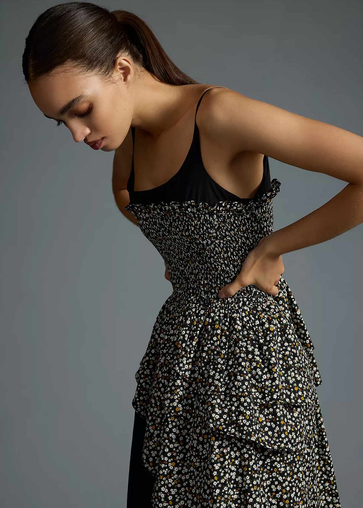 Allina Liu Diana Maxi Floral Dress - Black | Garmentory