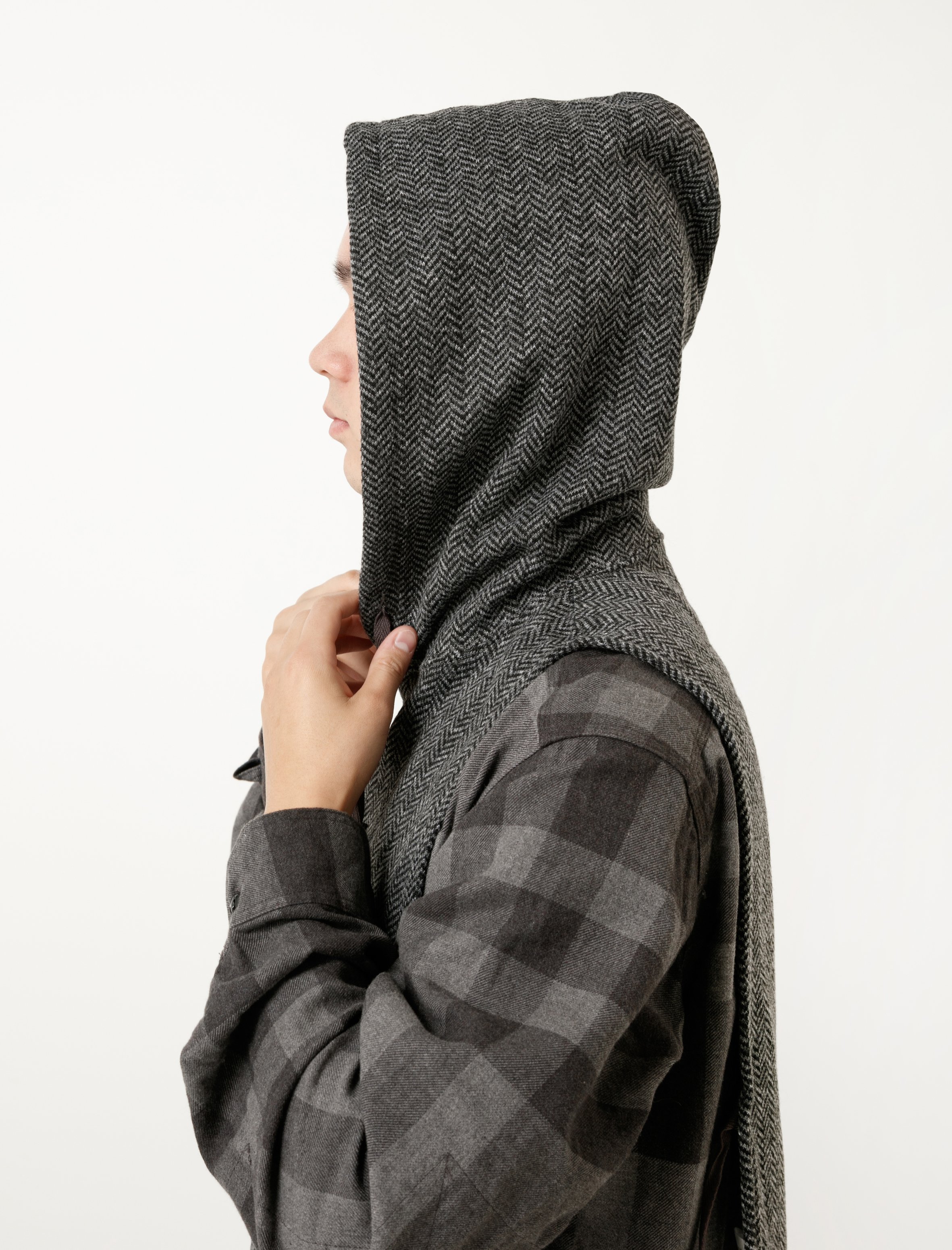 Engineered Garments Hooded Interliner - Grey Herringbone | Garmentory