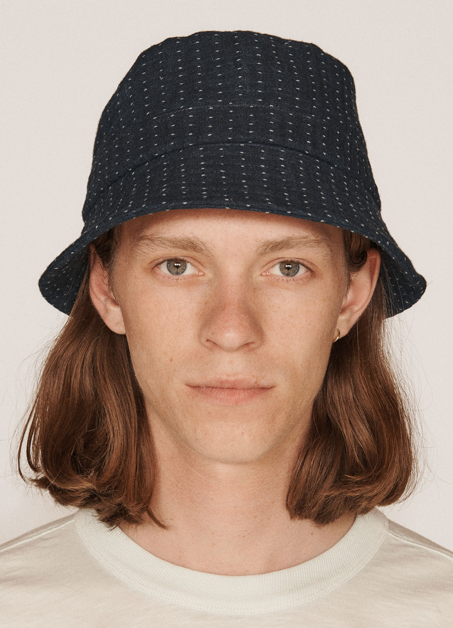 YMC Sashiko Handstitch Cotton Bucket Hat - Indigo | Garmentory