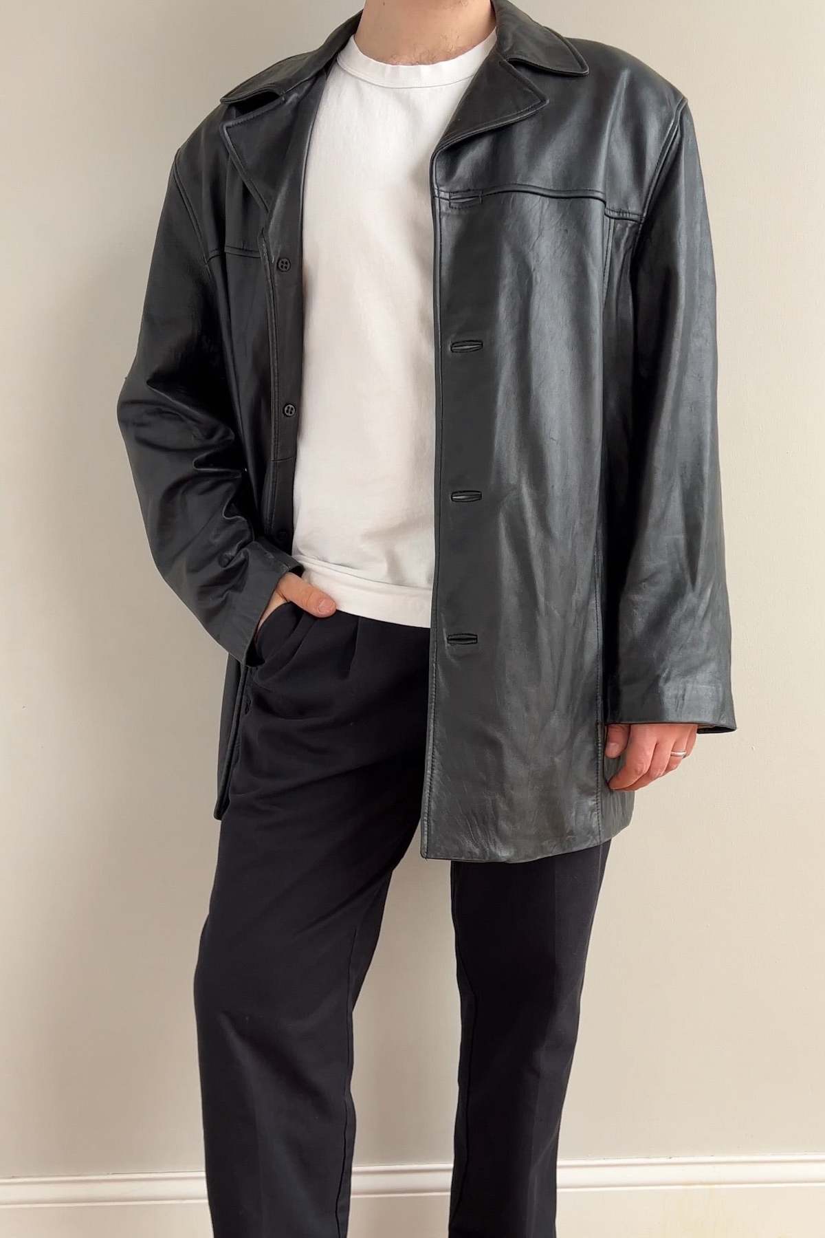 Vintage Sable Leather Button Up Jacket | Garmentory