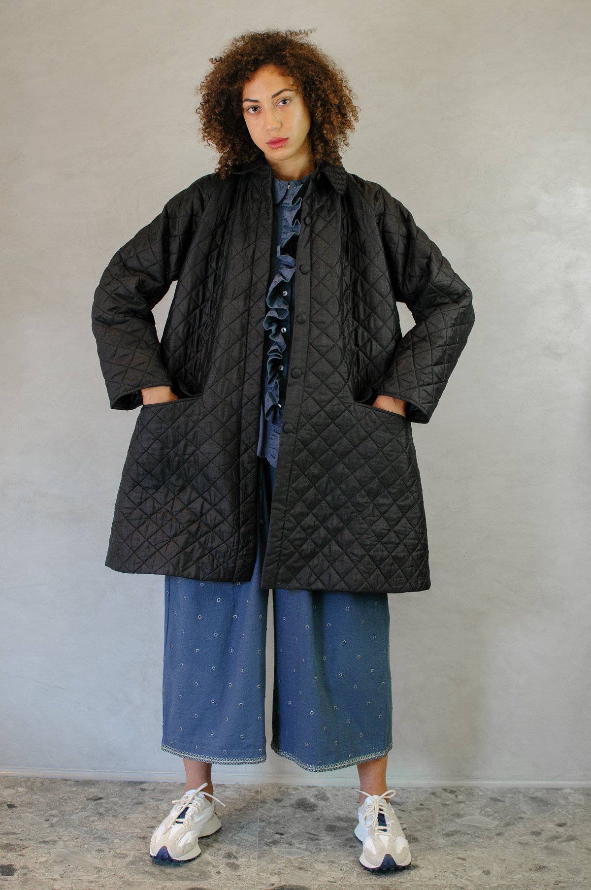 Bunon Aline Quilt Coat - Black | Garmentory