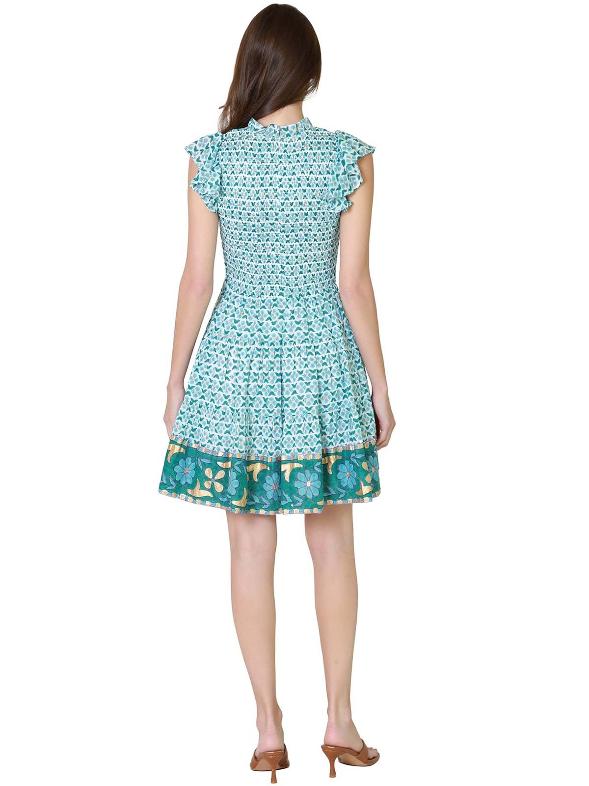 Oliphant Smocked Flirty Short Dress - Veranda Turquoise | Garmentory