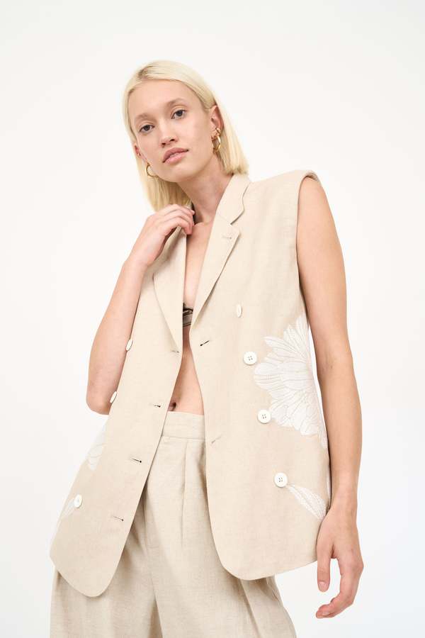 CHRISTY LYNN Ping Vest - Khaki Embroidery | Garmentory
