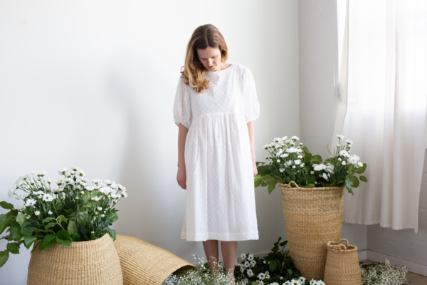 Devon's Drawer Linen Angelica Dress - White | Garmentory