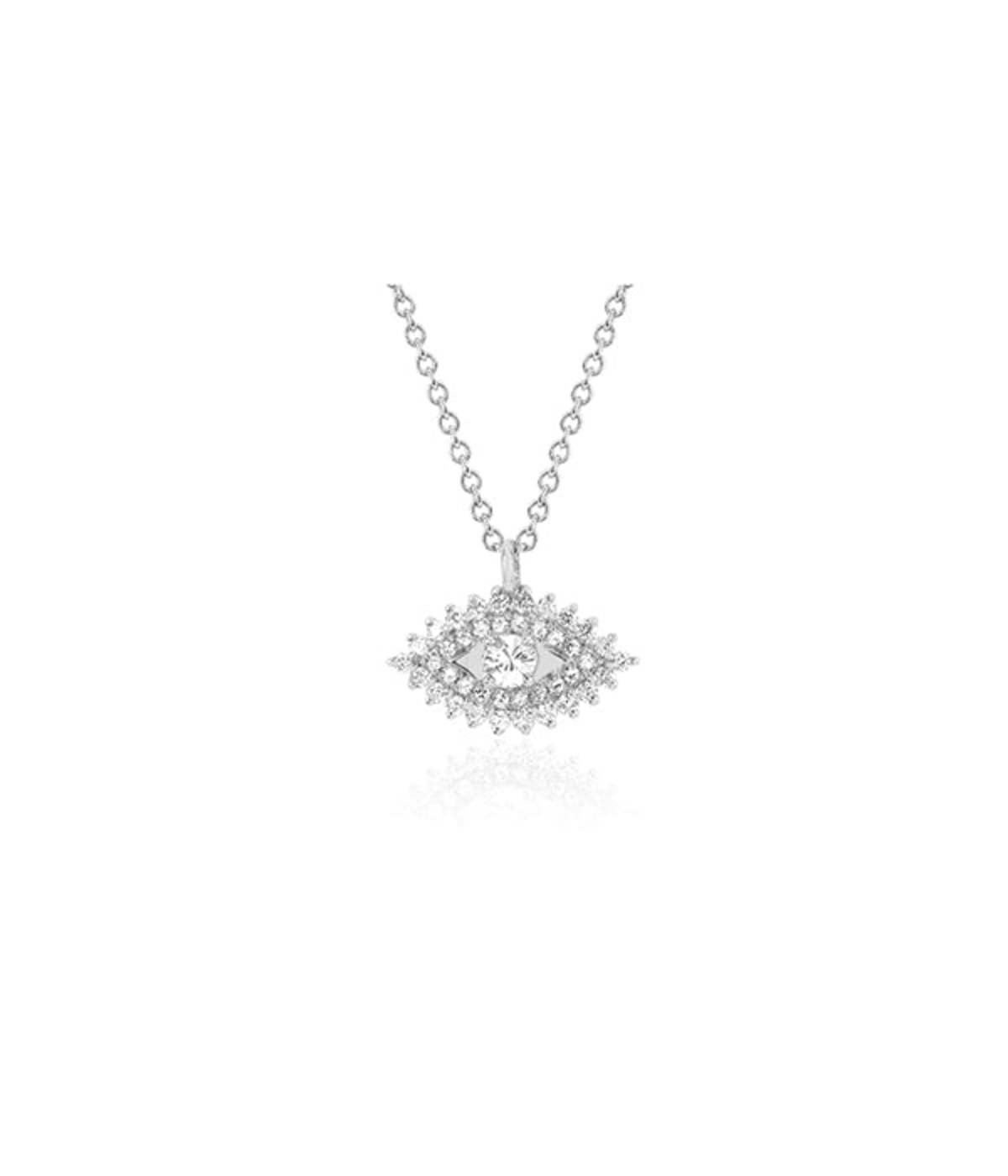 EF Collection Prong Set Diamond Evil Eye Necklace - 14K White Gold ...