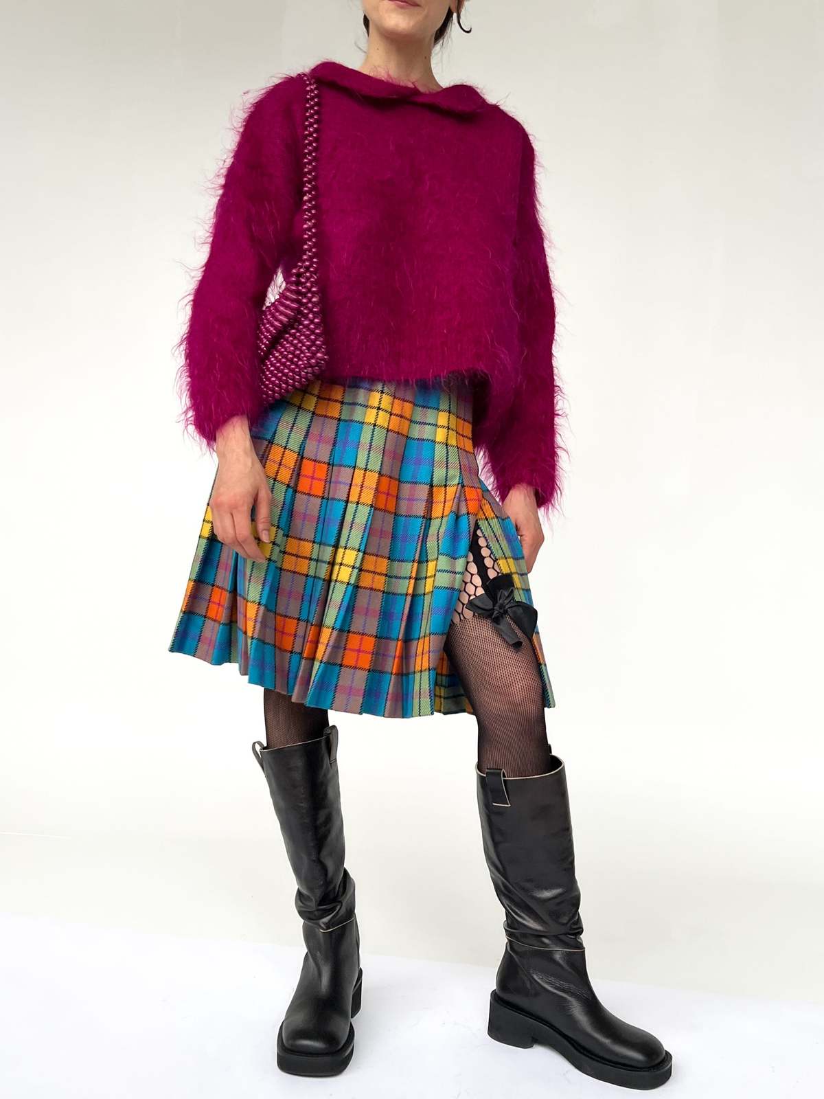 Vintage Escada Color Plaid Skirt S | Garmentory