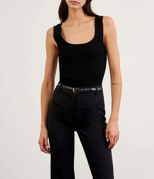 Ivyonna Cotton Ribbed Tank - Black | Garmentory