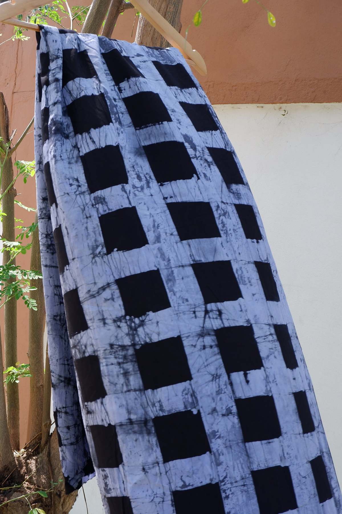 Sample Fabric - Rayon in Blue Off Grid | Garmentory
