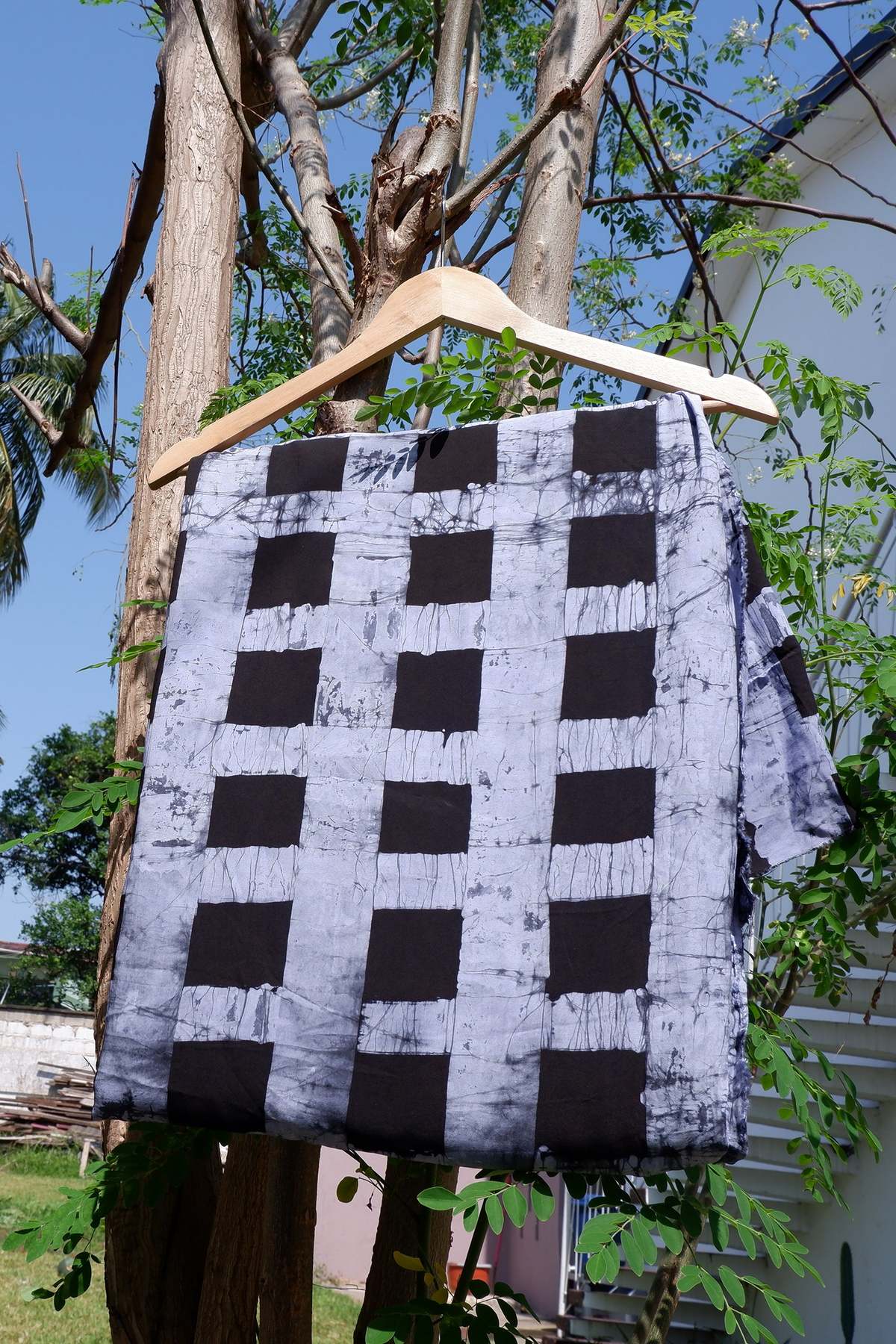 Sample Fabric - Rayon in Blue Off Grid | Garmentory