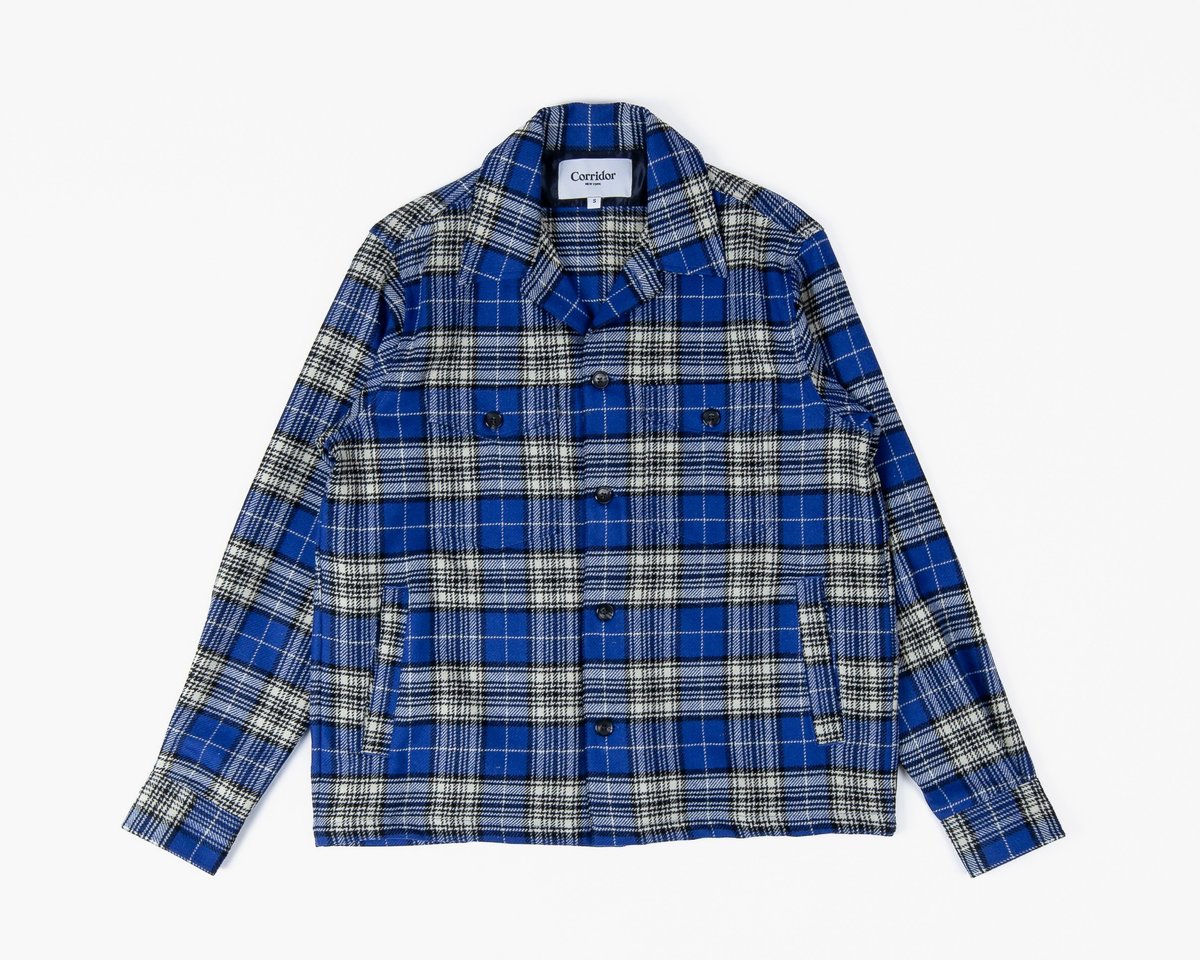 Corridor Military Jacket - Blue Plaid | Garmentory