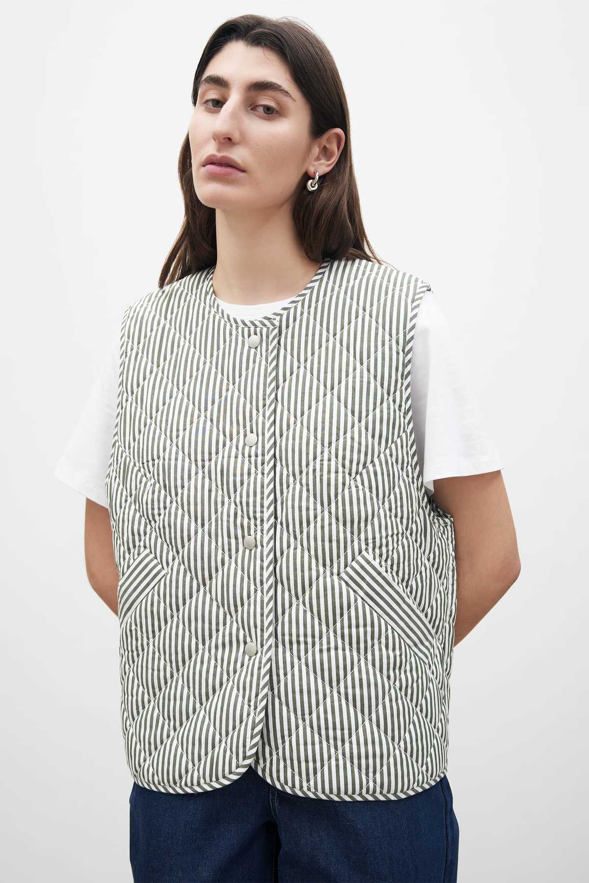 Kowtow Quilt Vest - Deep Green Stripe | Garmentory