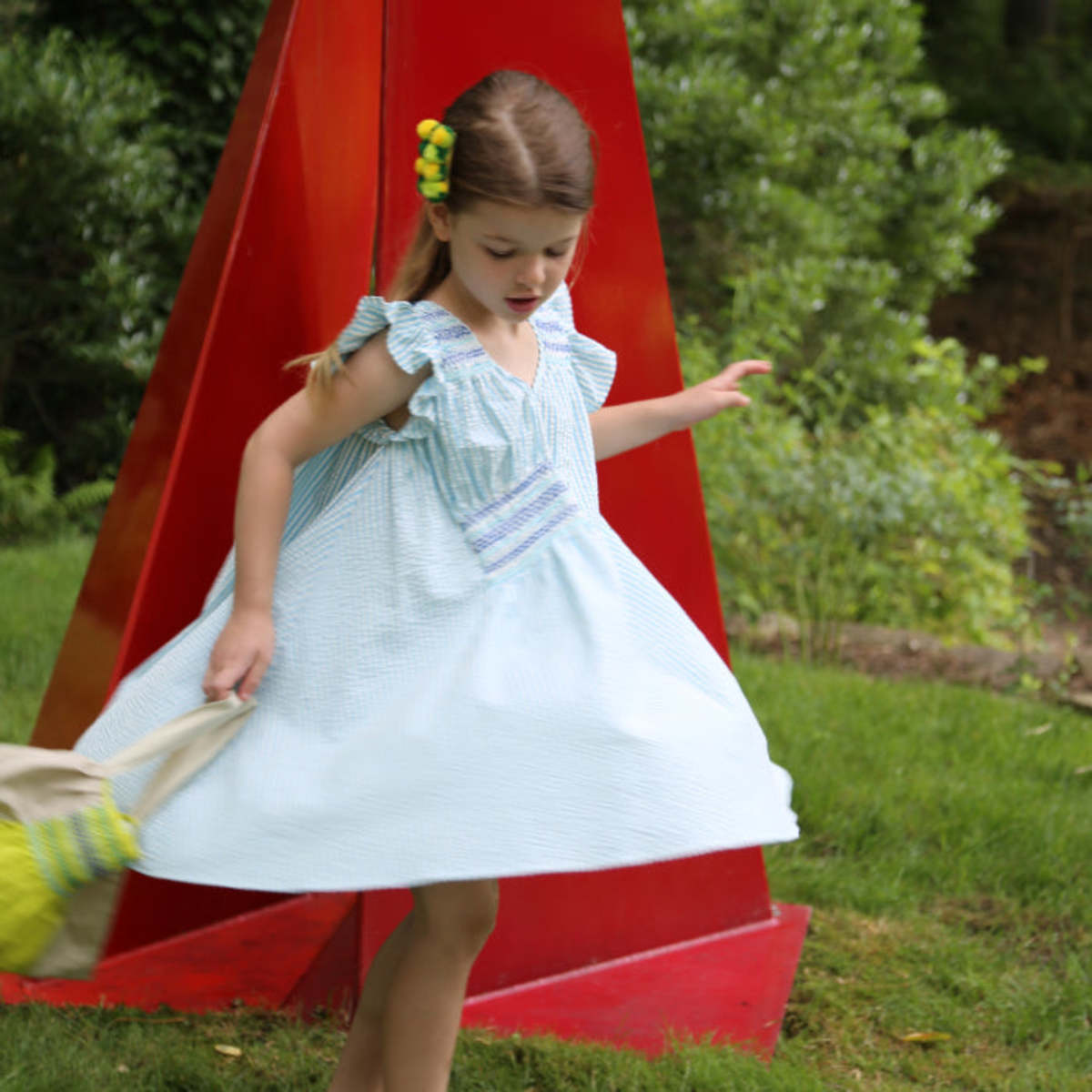 Kids Tia Cibani Pia Dropped Waist Dress - Waze Blue | Garmentory