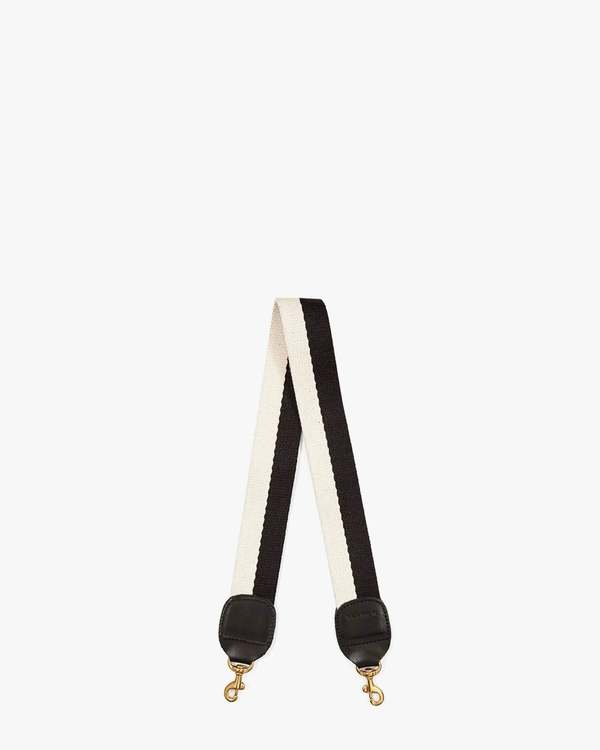 Clare V. Two Tone Cotton Webbing Shoulder Strap - Black/White | Garmentory