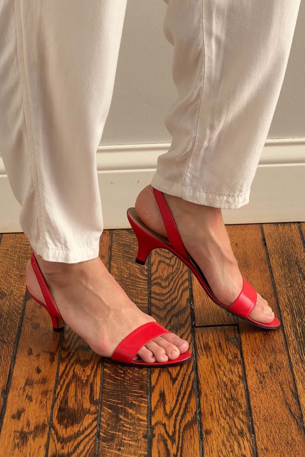 Vintage Italian Calvin Klein Leather Slingback Pumps - Lipstick ...