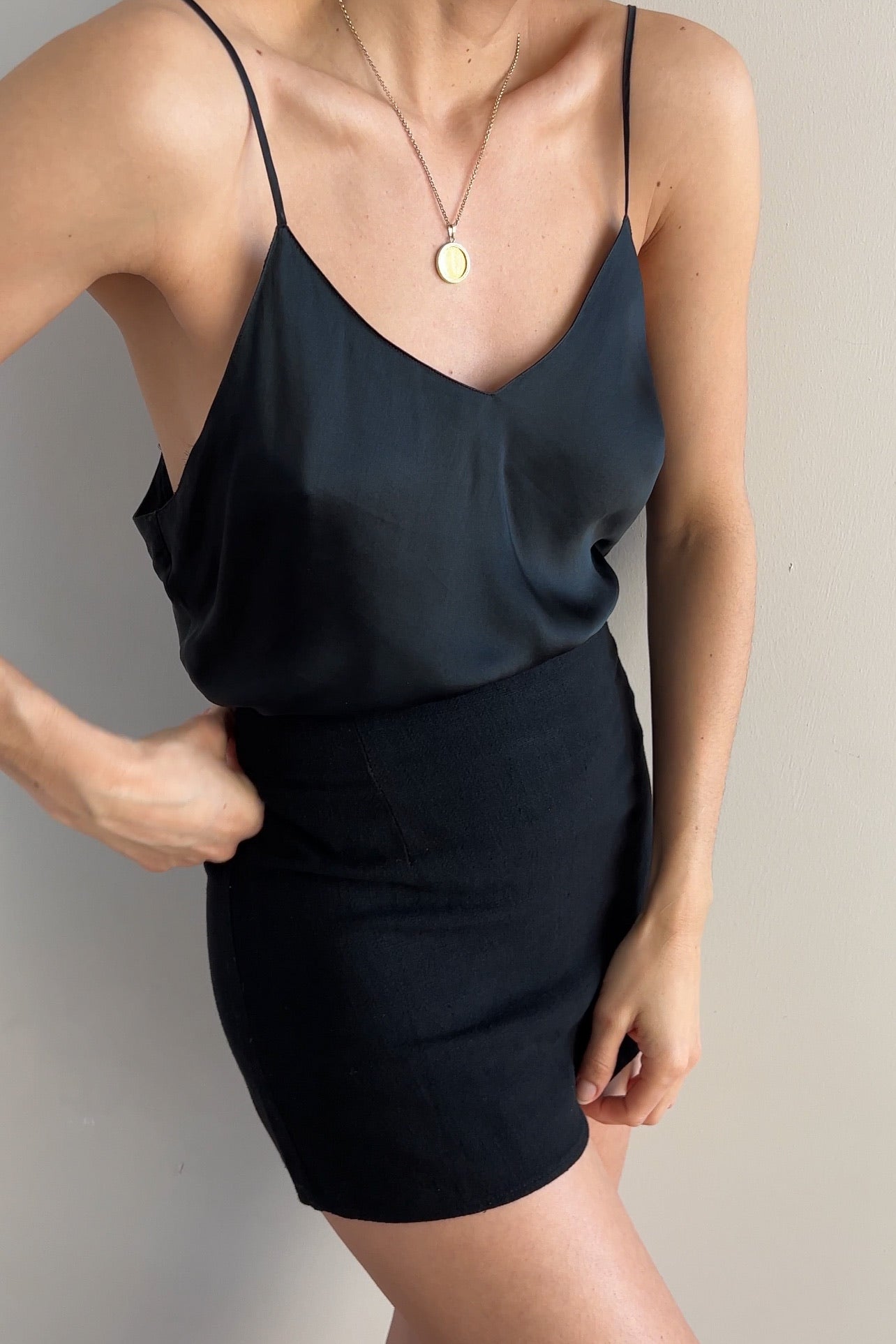 Vintage Silk Spaghetti String Blouse - Onyx | Garmentory