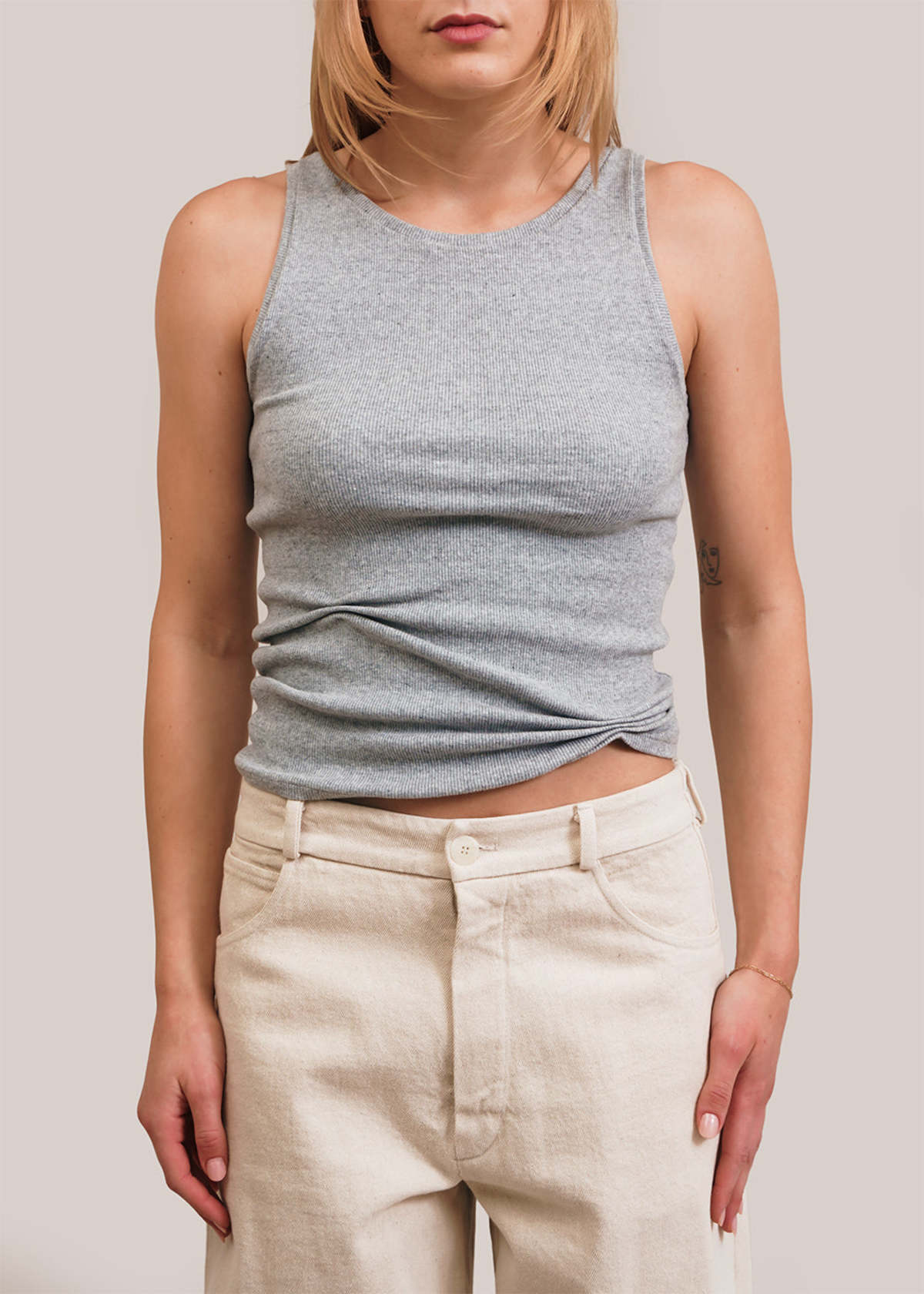Khaidar Pinch Tank Top Grey Garmentory