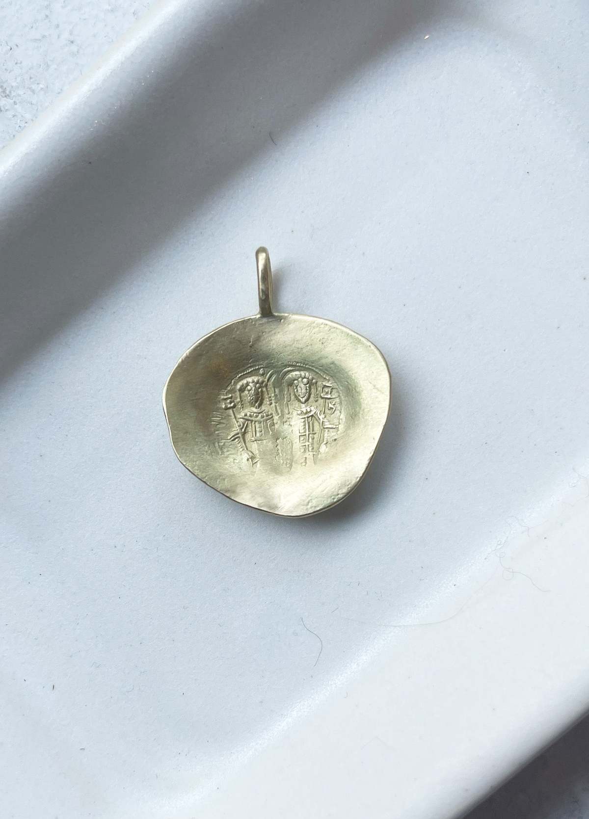Heike Grebenstein Concave Byzantine Coin With Diamond On Back - 18K ...