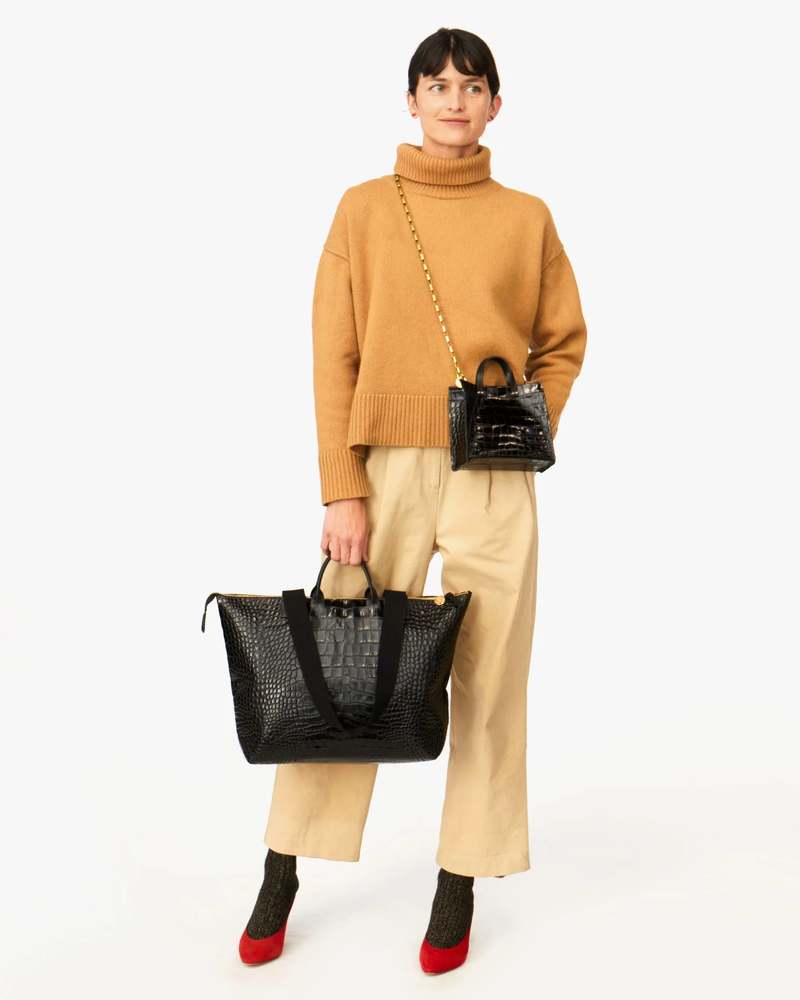 Clare V. Le Zip Sac - Black Croco | Garmentory