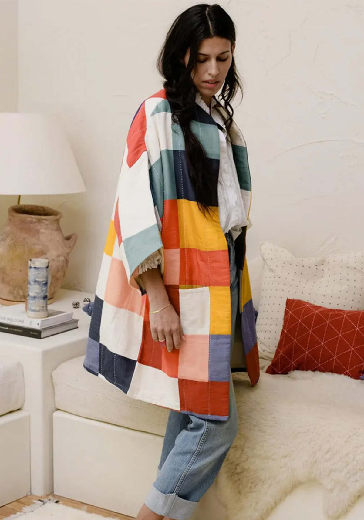 Anchal Project Quilted Multi-Check Cocoon Jacket - multi | Garmentory