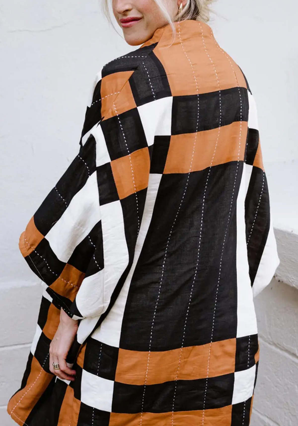 Anchal Project Quilted Patchwork Plaid Cocoon Jacket - multi | Garmentory