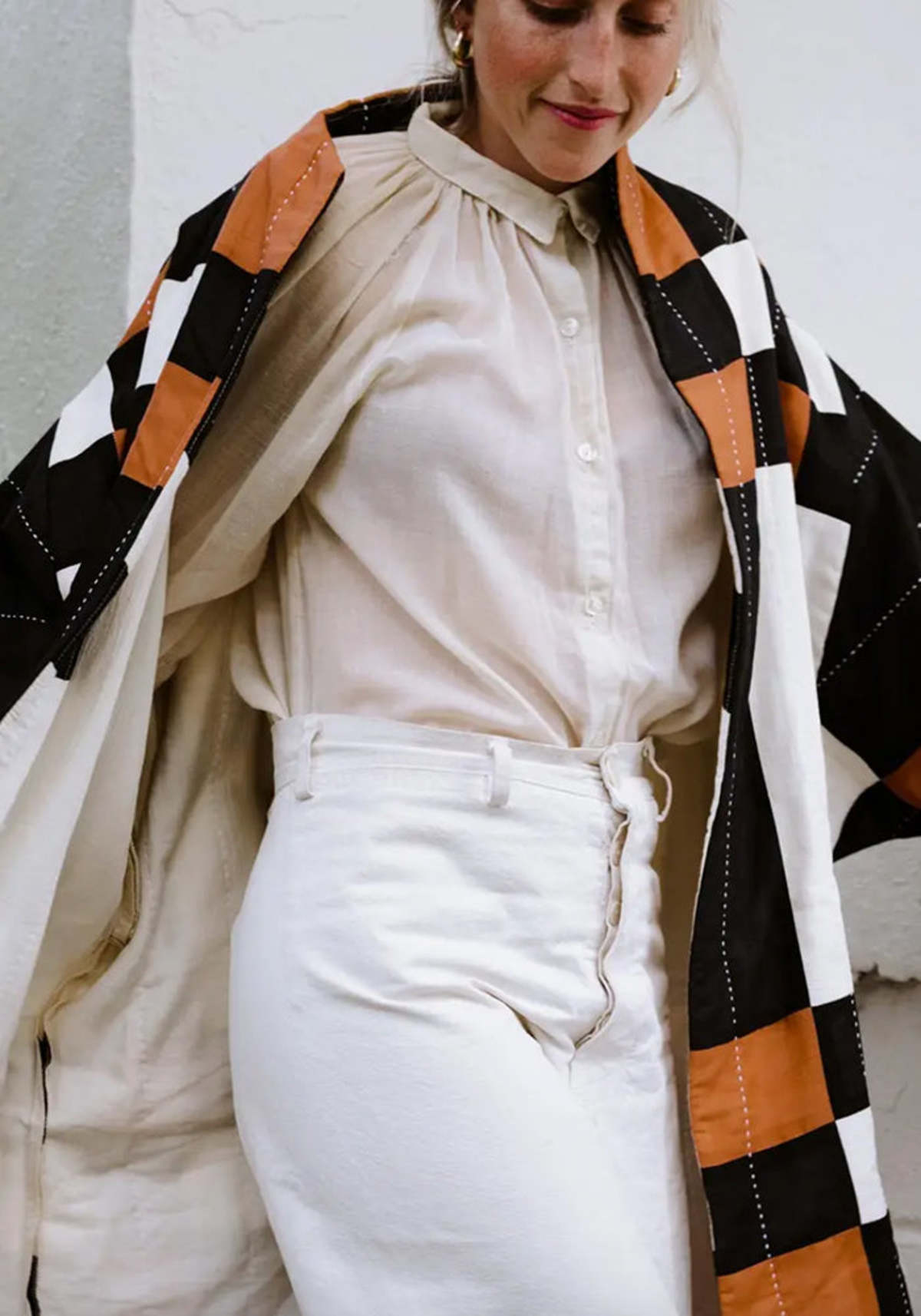 Anchal Project Quilted Patchwork Plaid Cocoon Jacket - multi | Garmentory