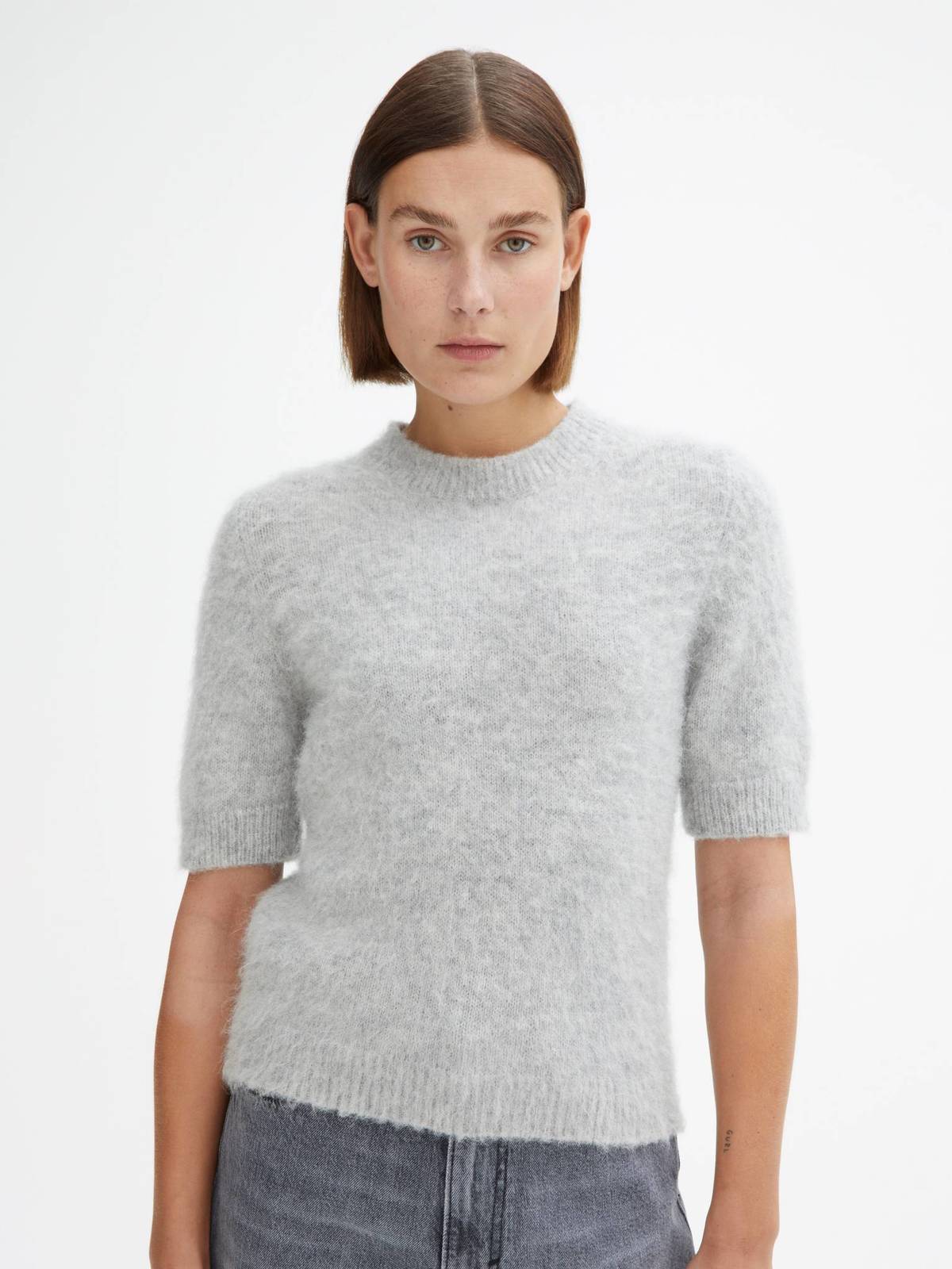 House of Dagmar Brushed Alpaca Top - Light Grey Melange | Garmentory