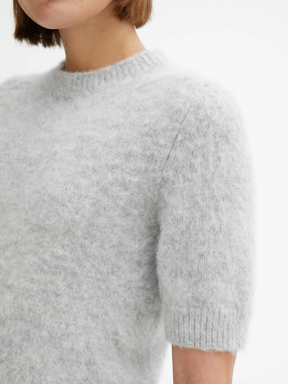 House of Dagmar Brushed Alpaca Top - Light Grey Melange | Garmentory