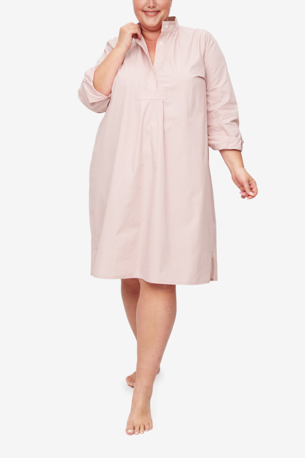 The Sleep Shirt Plus Long Sleep Shirt - Dusty Pink Poplin | Garmentory