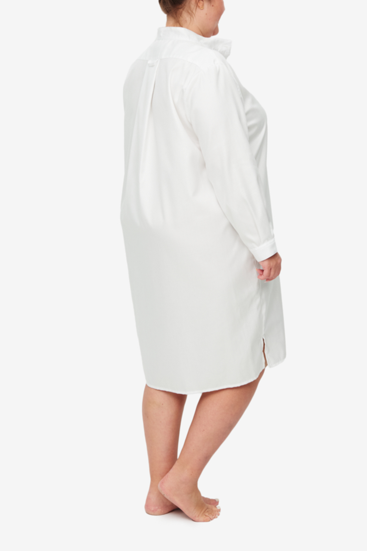 The Sleep Shirt Plus Long Sleep Shirt - White Herringbone | Garmentory