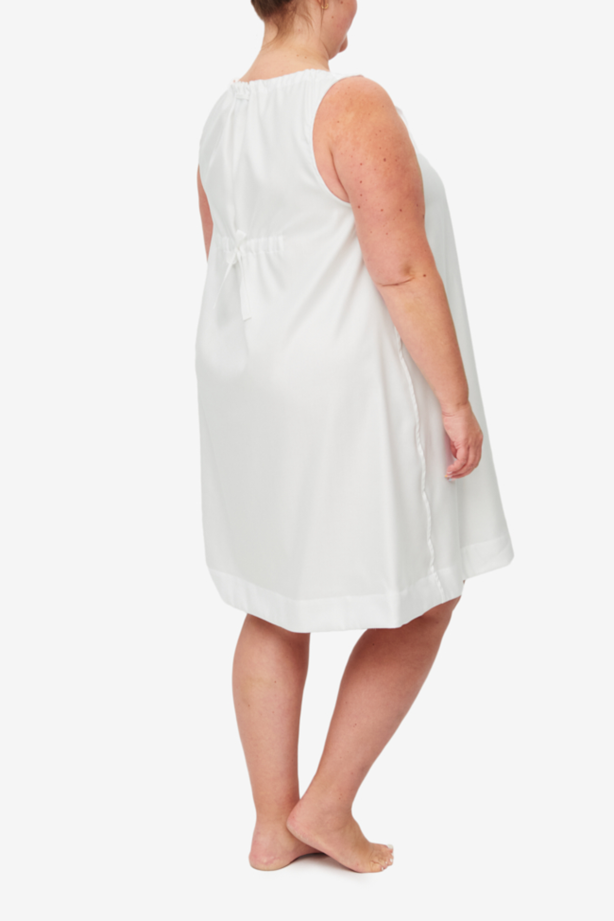 The Sleep Shirt Sleeveless Nightie Herringbone PLUS - White | Garmentory