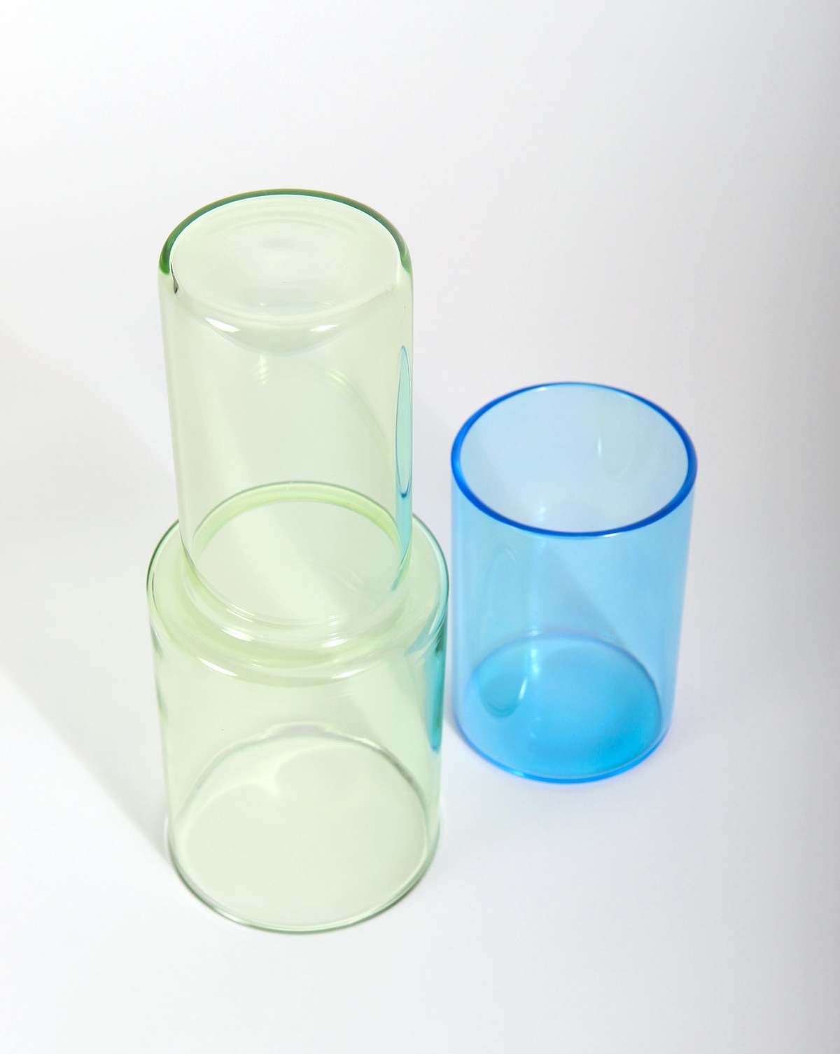 Block Design Stacking Glass Vase - Green/Blue | Garmentory