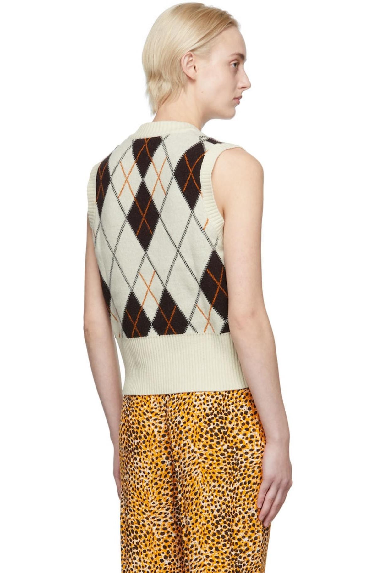 Ganni Knit Harlequin Vest - Egret | Garmentory