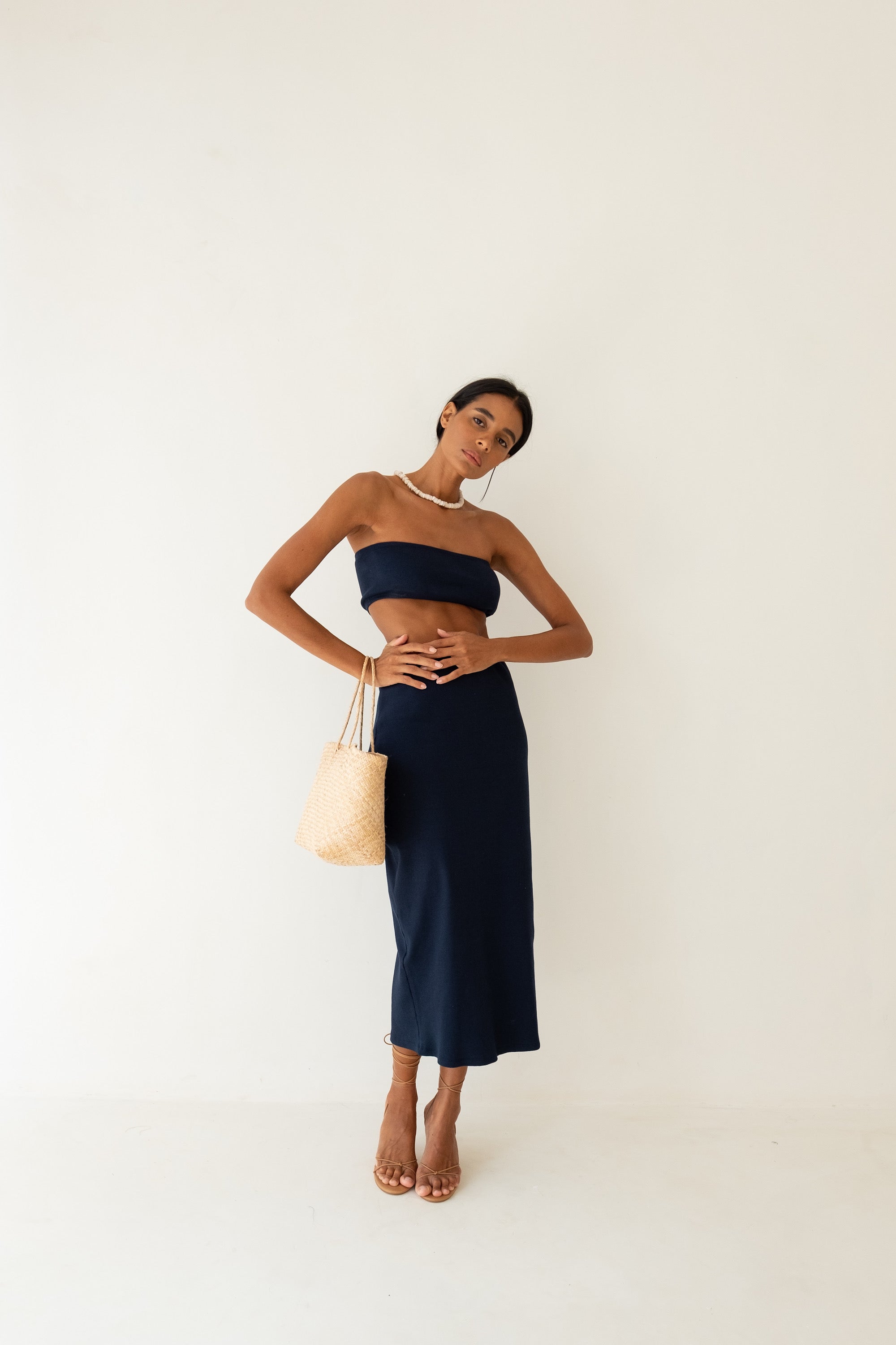 BAHHGOOSE RIB TUBE TOP - Navy | Garmentory
