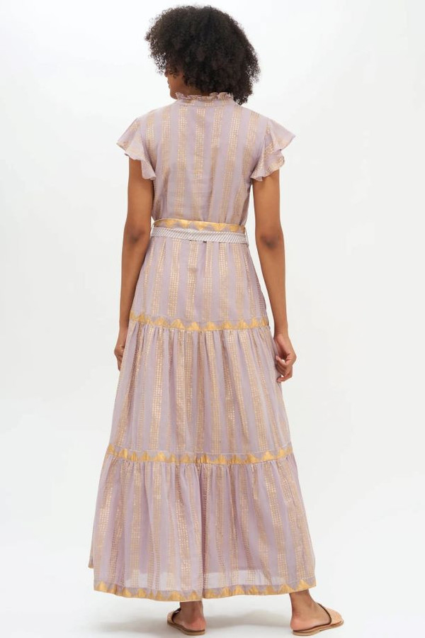 Oliphant Ruffle Collar Button Maxi - Pixie Grey | Garmentory