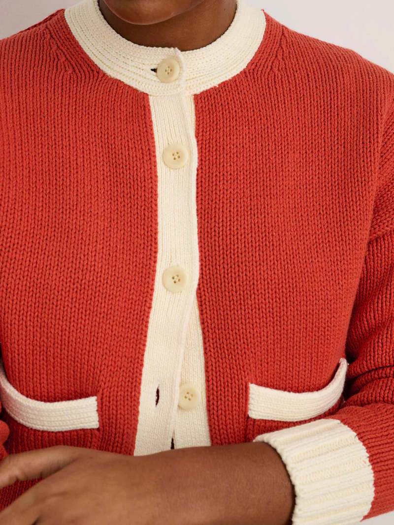 Alex Mill Tipped Nico Cardigan - Chili/Ivory | Garmentory
