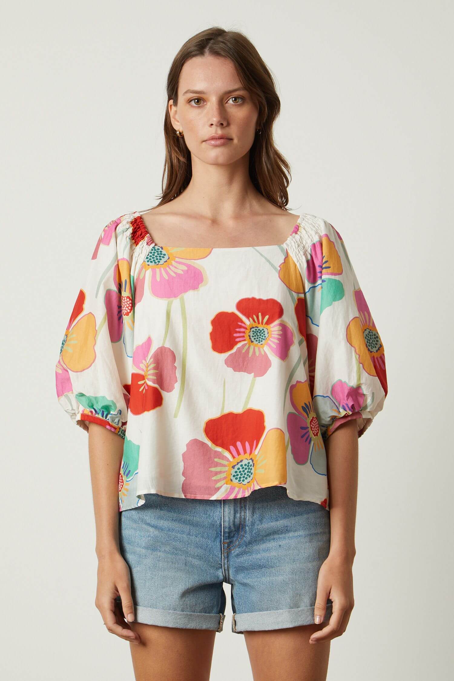 Velvet Jasmine Puff Sleeve Top - Cream Floral | Garmentory