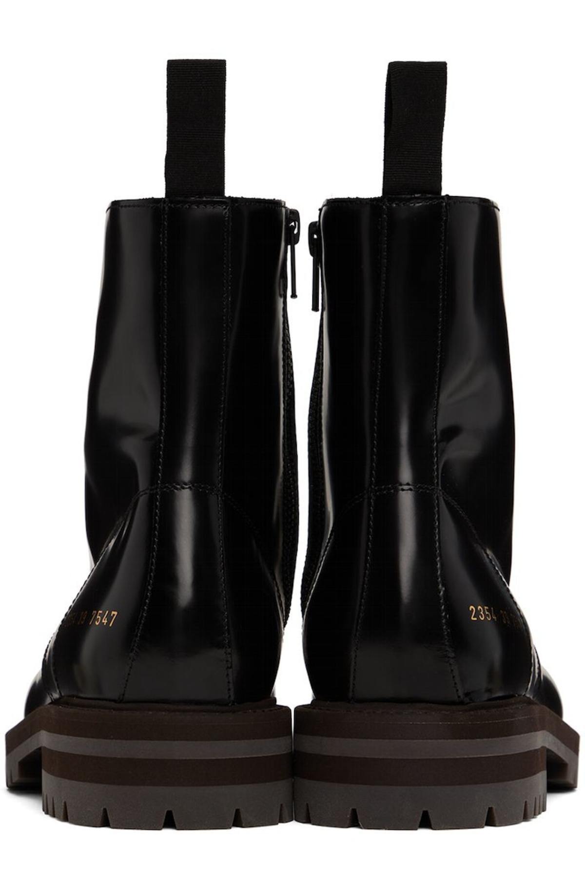 Common Projects Leather Combat Boots - Black | Garmentory