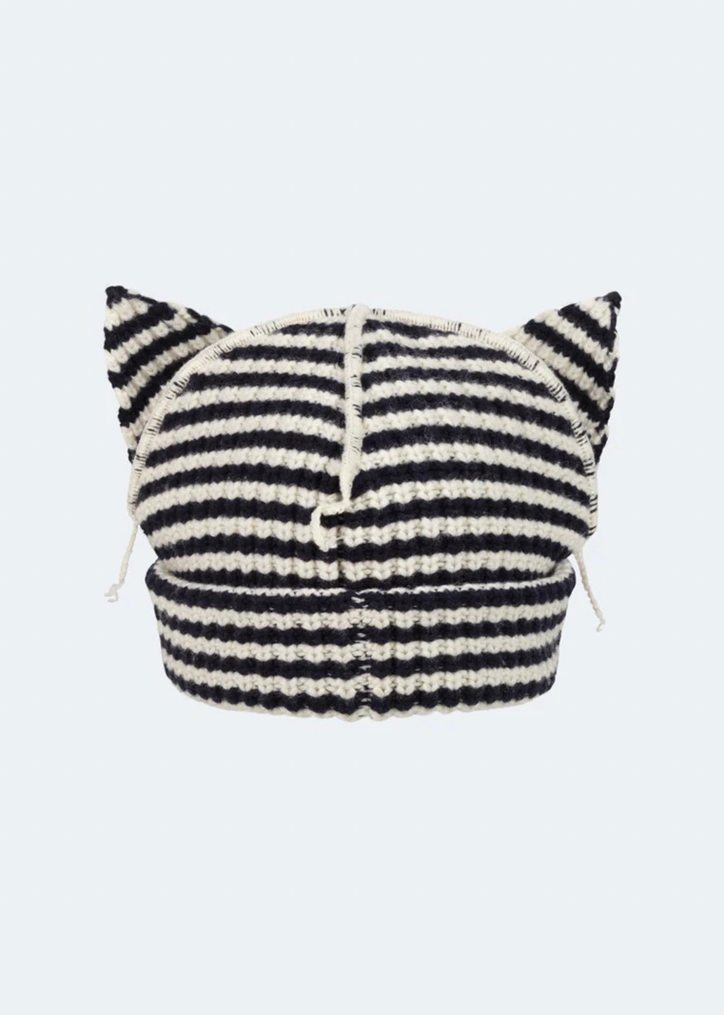 Charles Jeffrey CHUNKY EARS BEANIE - ECRU/NAVY STRIPE | Garmentory