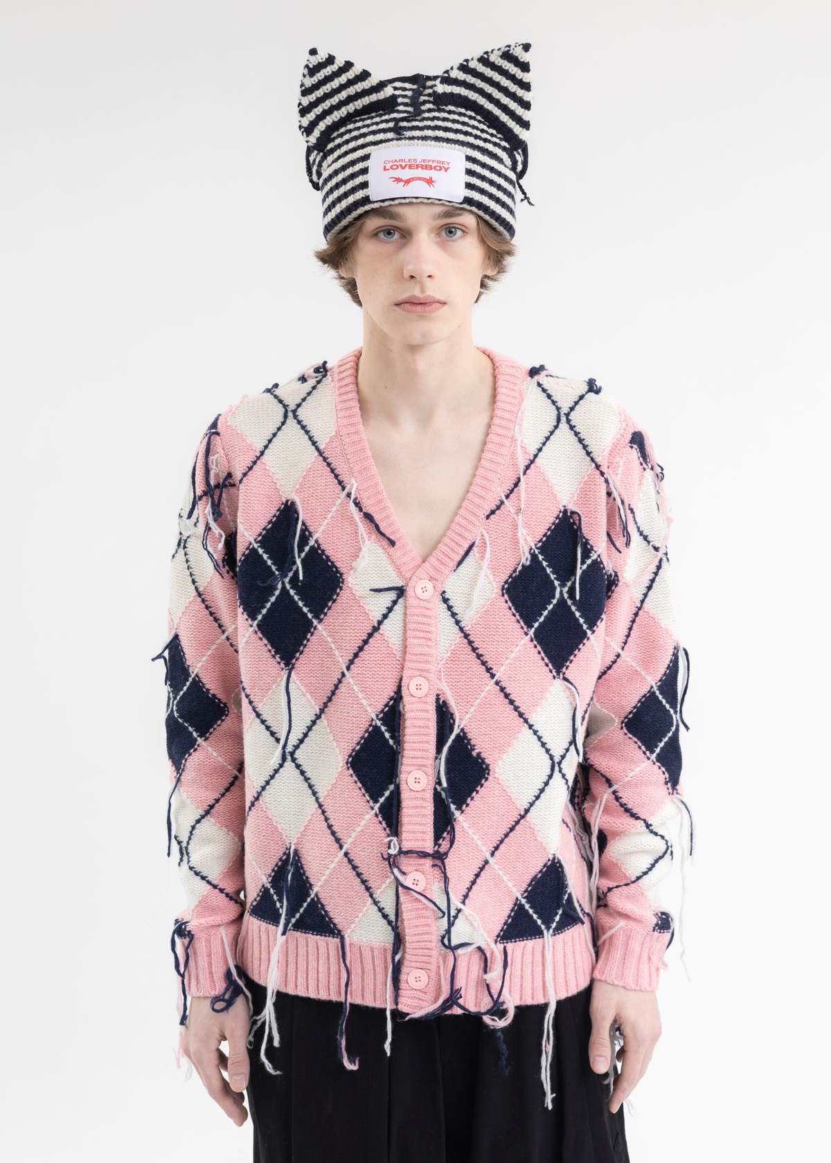 Charles Jeffrey GUDDLE ARGYLE CARDI - PINK | Garmentory
