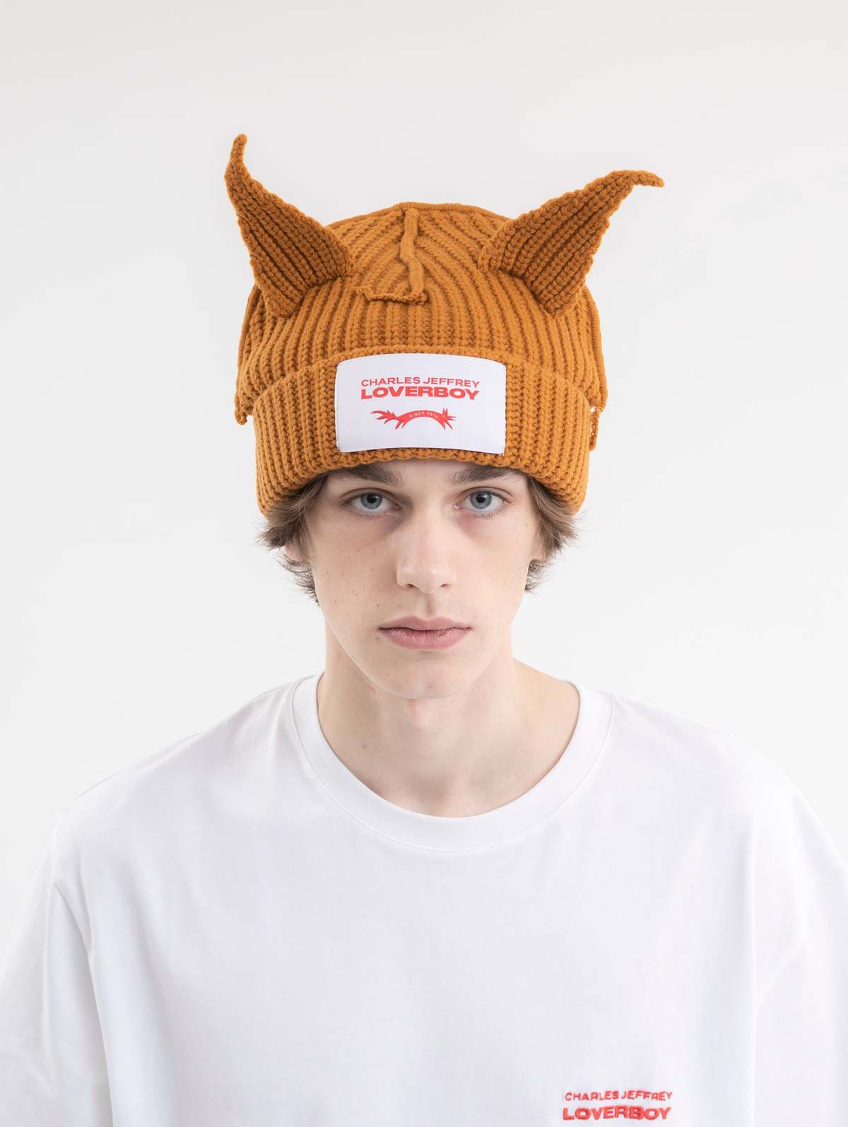 Charles Jeffrey CHUNKY FOX BEANIE - TURMERIC/ECRU | Garmentory