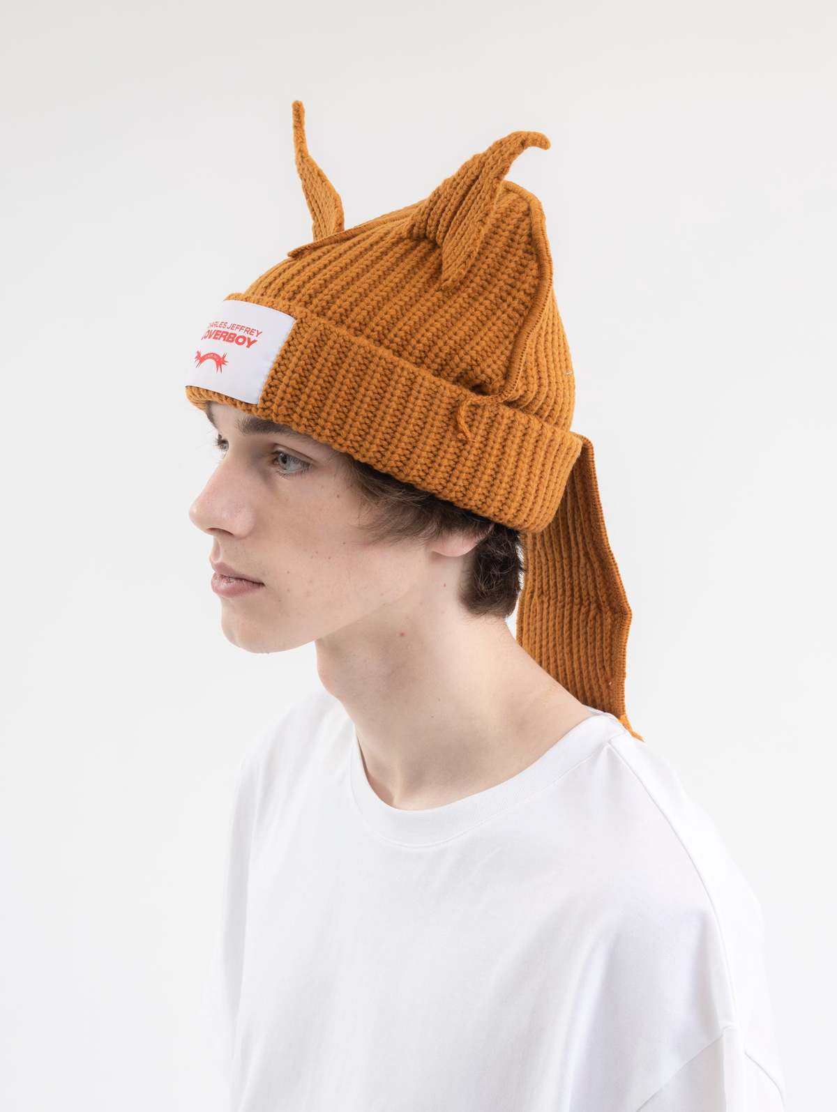 Charles Jeffrey CHUNKY FOX BEANIE - TURMERIC/ECRU | Garmentory