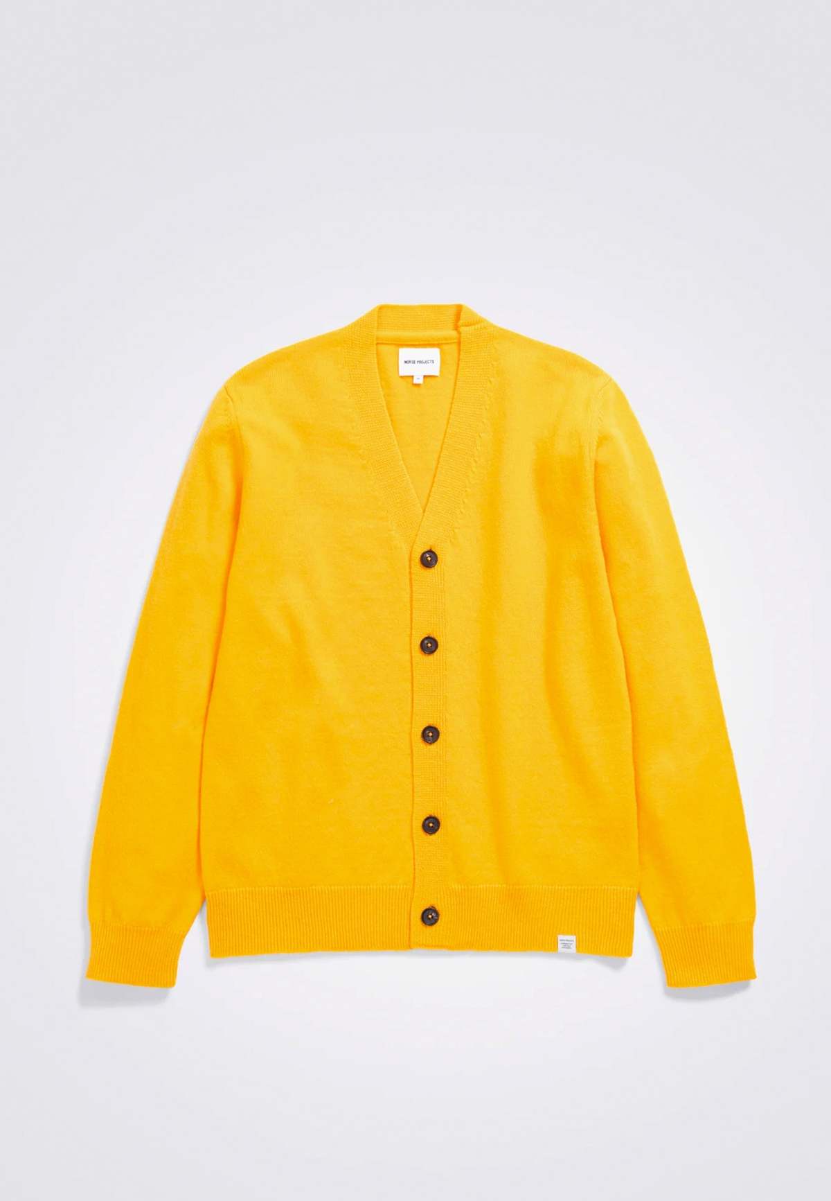 Norse Projects Adam Lambswool Cardigan - Industrial Yellow | Garmentory