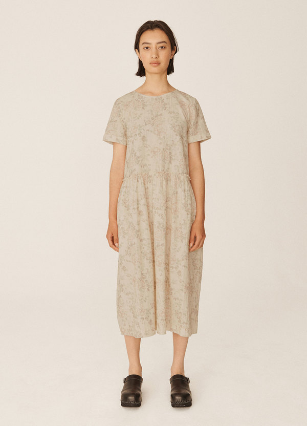 YMC Perhacs Cotton Flax Floral Print Dress - Multi | Garmentory